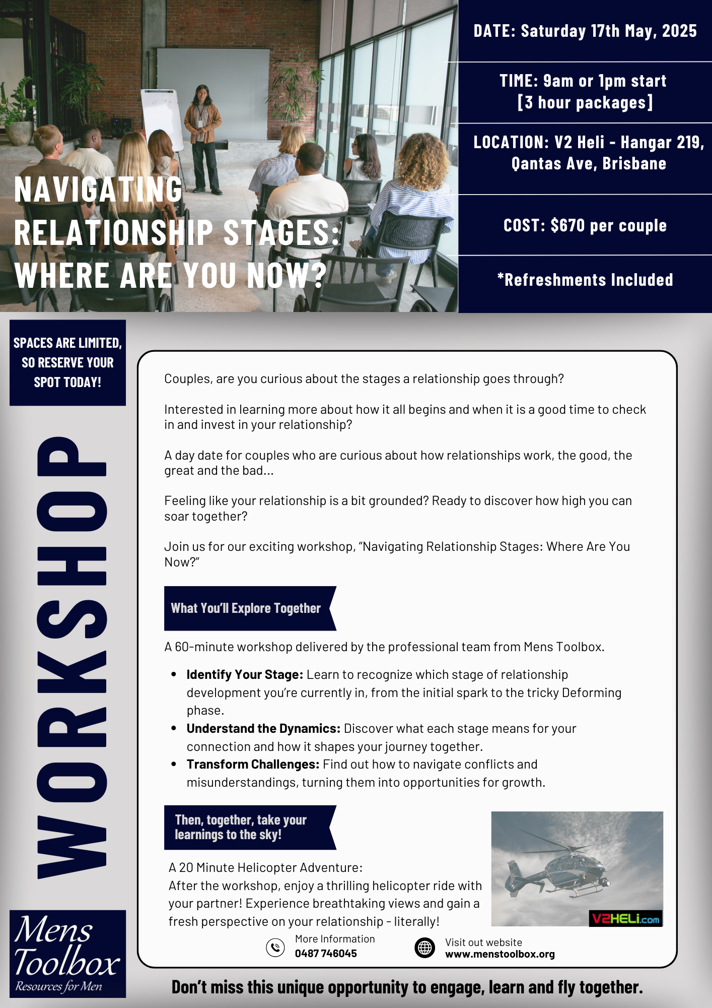 NAVIGATING RELATIONSHIP STAGES (Workshop & Helicopter Experience) – Mens Toolbox